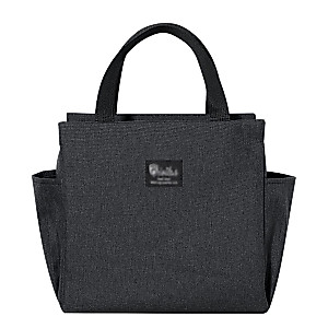 XINSHUN Lunch Bag, Portable Large Capacity Insulated Cooler Lunch Bag, Reusable Insulated Tote Bag for Office/Work/Outdoor Picnic (Black)