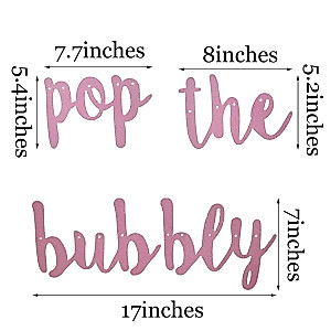 Bachelorette Party Decorations Glitter Rose Gold Pop The Bubbly She is Getting A Hubby Banner Bridal Shower Engagement Wedding Girls Night Out Hen Party Supplies Rose Golden Photo Props