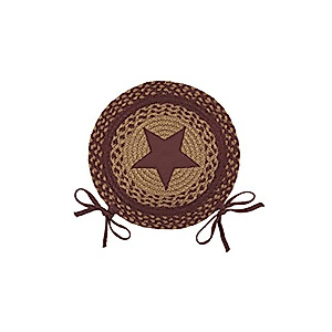 IHF Home Decor | Star Wine Premium Braided Collection | Primitive, Rustic, Farmhouse Style | Jute/Cotton | 30 Days Risk Free | Accent Rug/Door Mat |Wine, Gold | 15"x15" Chair Pad- Set of 4