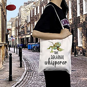 MBMSO the Iguana Whisperer Tote Bag Iguana Gifts Lizard Shoulder Bag Iguana Lover Gifts Reptile Owner Gifts Shopping Bag (The iguana whisperer tote bag)