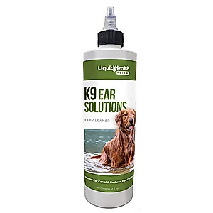 LIQUIDHEALTH 12 Fl Oz K9 Dog Ear Cleaner Wash Solutions - Infection Cleaning Hygiene Treatment Drops for Dogs, Canines and Puppies