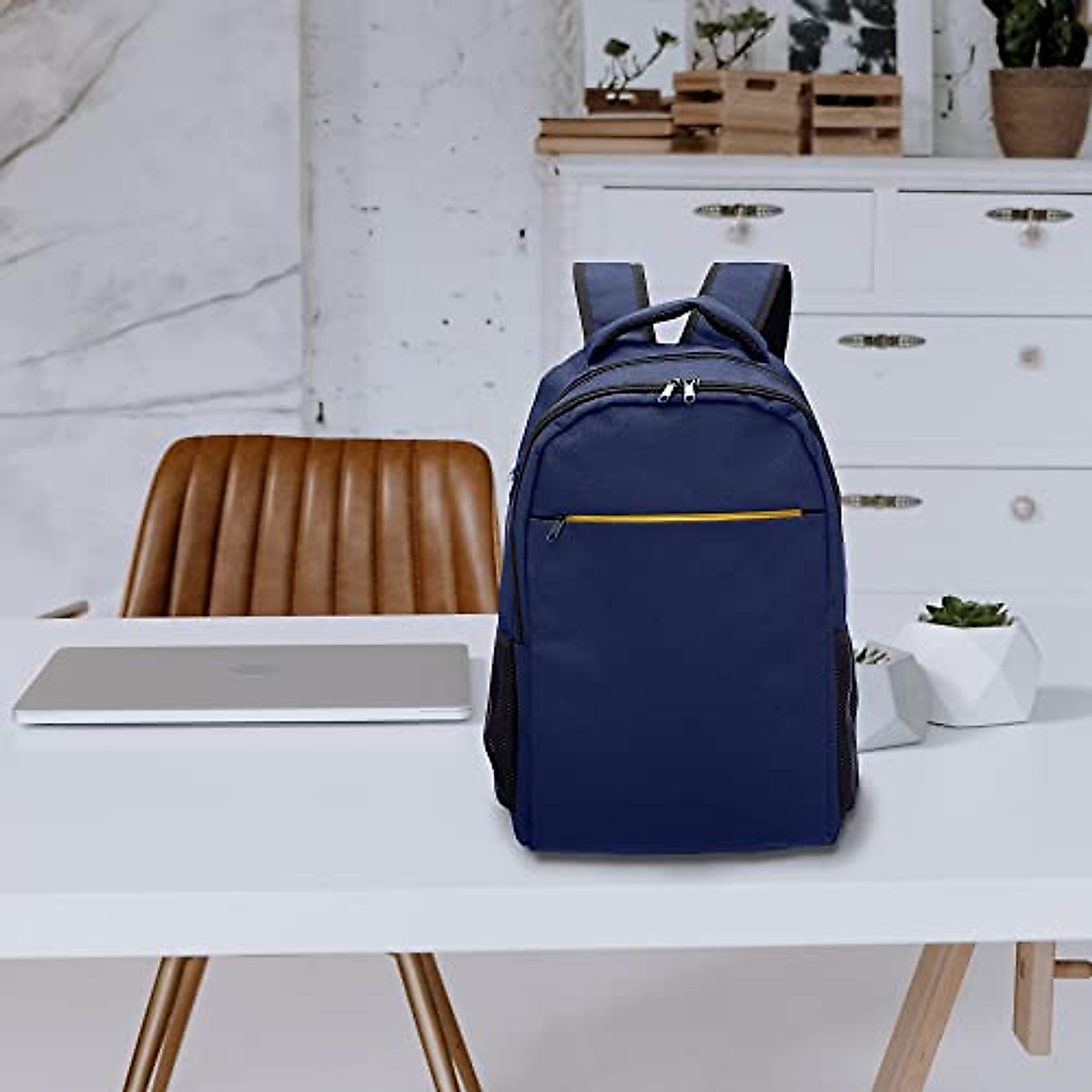 DISCOUNT PROMOS Tempe Backpacks with Laptop Pocket Set of 6, Bulk Pack - Bring Everywhere You Go, Perfect for Travellers, Students, Employees and for Everyday Use - Navy Blue