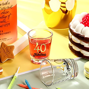 2 Pieces 40 and Fabulous Shot Glass 2 oz Black gold 40th Birthday Wine Glasses for Women and Men Celebrate 40th Birthday Decoration