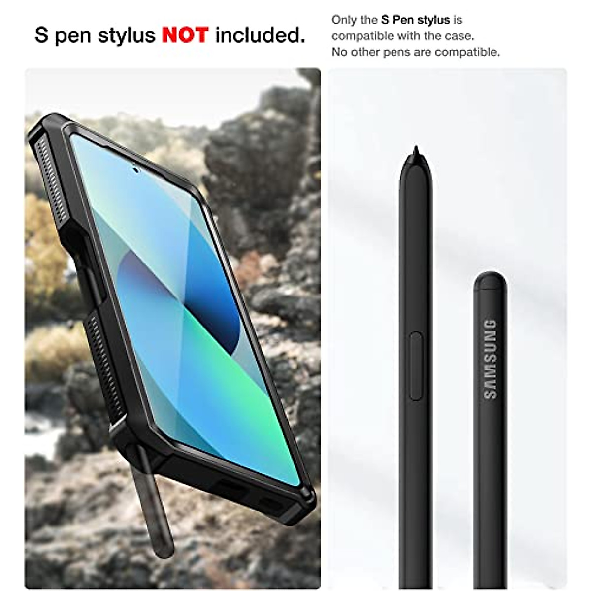 Dexnor for Samsung Galaxy S21 Ultra Case with Screen Protector & S Pen Slot(S Pen Not Included) Dual Layer Cover, 360 Full Body Protective Shockproof Heavy Duty Bumper for S21 Ultra 6.8 inch-Black