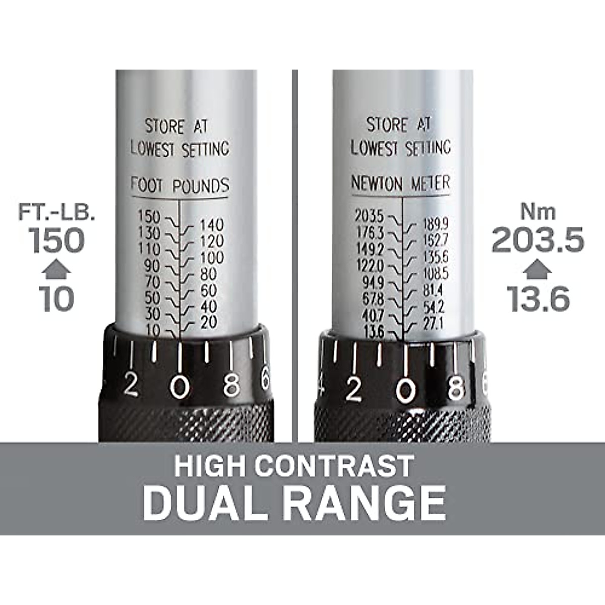 TEKTON 1/2 Inch Drive Micrometer Torque Wrench (10-150 ft.-lb.) | 24335