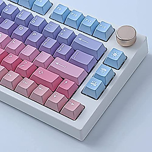 JOMKIZ PBT Keycaps, 129 Keys Dye Sublimation Cherry Profile Keycaps with 6.25U Spacebar Colorful Clouds Keycap Set for Cherry MX Switches ISO/ANSI Layout Mechanical Keyboards