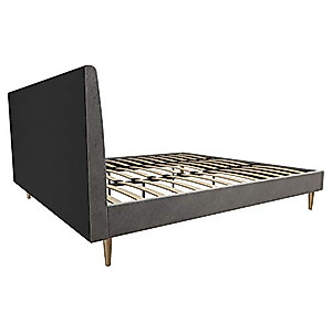 Mr. Kate Daphne Upholstered Headboard and Modern Platform Frame Bed, King, Light Gray Velvet