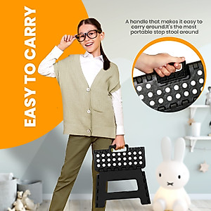 Utopia Home Folding Step Stool - (Pack of 1) Foot Stool with 9 Inch Height - Holds Up to 300 lbs - Lightweight Plastic Foldable Step Stool for Kitchen, Bathroom & Living Room (Pink)