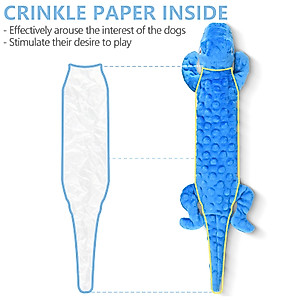 Senneny No Stuffing Dog Toys with Squeakers, Crinkle Plush Dog Toys for Large Medium Small Dogs, Durable Interactive Dog Toys for Puppies, Crocodile