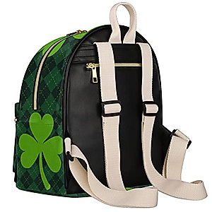 St. Patrick's Day Mini Backpack Purse for Women Shamrocks Clovers Paid Small PU Leather Designer Ladies Shoulder Bag Travel Fashion Daypack