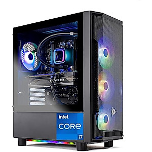 Skytech Gaming Shadow Gaming PC Desktop – Intel Core i7 13700F 2.1 GHz, NVIDIA RTX 4060, 1TB NVME SSD, 16GB DDR4 RAM 3200, 600W Gold PSU, 360mm AIO, 11AC Wi-Fi, Windows 11 Home 64-bit,Black
