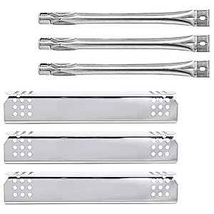 Criditpid Grill Replacement Parts for Nexgrill 720-0737, Grill Master 720-0737, Stainless Steel Burner Pipe Tubes & Heat Plate Tent Shields Replacement kit for Tera Gear 780-0390.