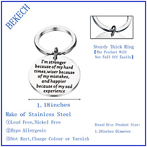 BEKECH Divorce Gift Break Up Gift Cancer Awareness Gift I'm Stronger Because of My Hard Time Strength Jewelry Keychain Gift for Best Friend New Adventure (silver)