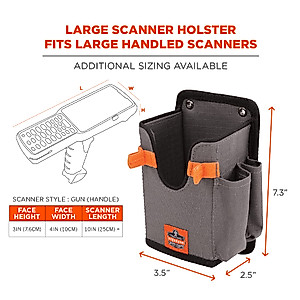 Ergodyne Squids 5543 Barcode Scanner Holder Equipment Mount for Gun Grip Mobile Computers, Handheld Bar Code Scanners, Fastener Straps to Attach to Forklift Gray Large