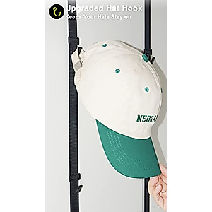 Hat Rack for Baseball Caps and Organizer Holder [ up to 36 Caps ] Display over the Door or on the Wall Hanger with 2 Durable Straps and 12 Adjustable Upgraded Strong Hooks, Black