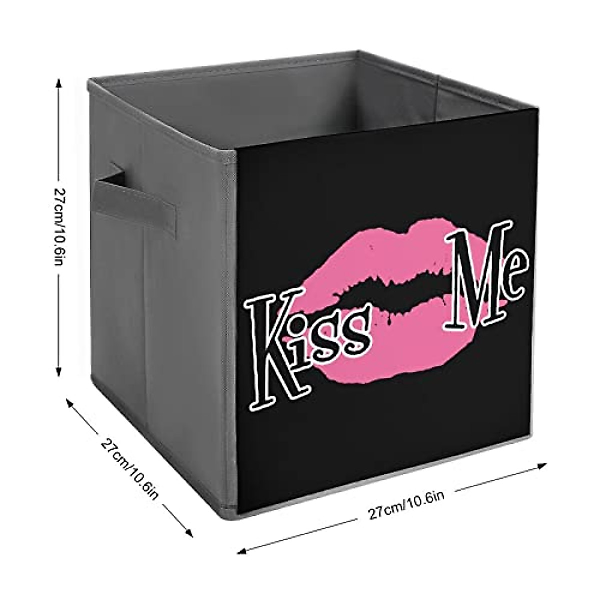Kiss Me Storage Bins Cubes Foldable Fabric Organizers with Handles Clothes Bag Book Box Toys Basket for Shelves Closet 10.6"
