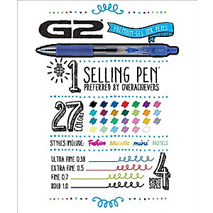 Pilot, G2 Premium Gel Roller Pens, Bold Point 1 mm, Pack of 8, Black and Blue