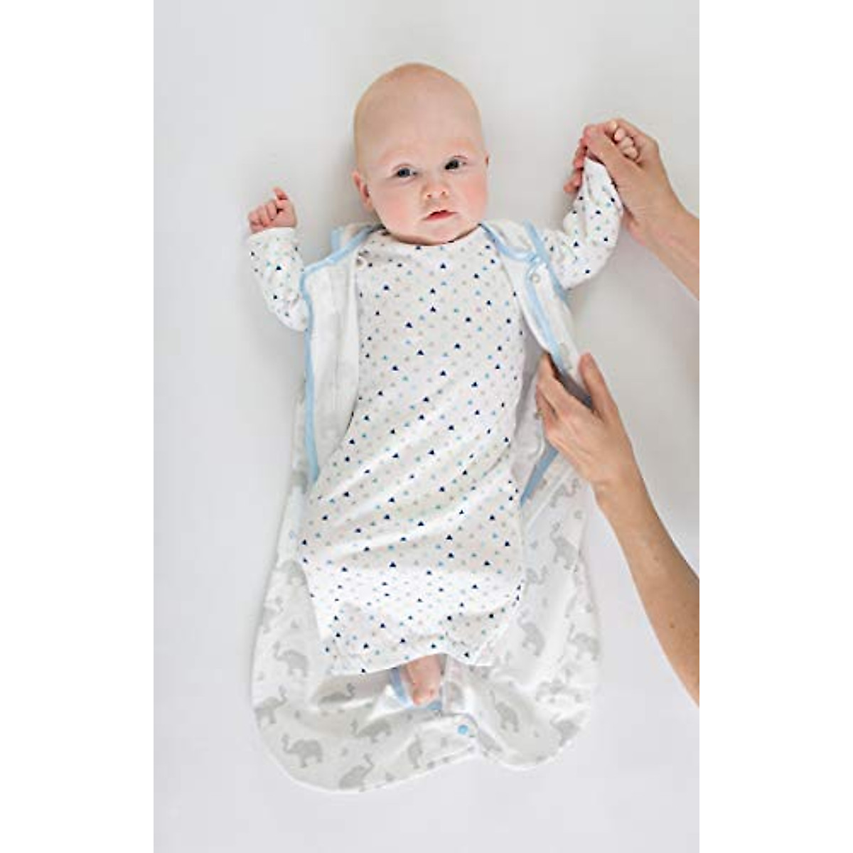 SwaddleDesigns Cotton Flannel Sleeping Sack, Sleeveless Wearable Blanket with 2-Way Zipper, Made in USA, Elephant and Yellow Chickies, 12-18 Months