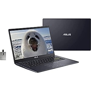 Asus 2022 14'' HD Laptop, Intel Celeron N4020 Processor, 4GB RAM, 64GB eMMC Flash Memory, Graphics 500, Webcam, Stereo Speakers, Black, Windows 11S, 32GB Snowbell USB Card