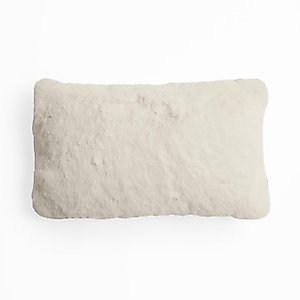 UnHide Squish Lumbar Pillow - Faux Fur Pillow - Extra Soft Throw Pillow - Rectangular Shaped, Polyester Fill - Machine Washable - Perfect for Living Room Or Bedroom - 10” x 18” - Snow White