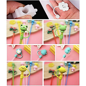 Silicone Straw Plug, Drinking Straw Cover Reusable Straw Covers Cap, Reusable Drinking Straw Tips Lids, Silicone Straw Tips Cover, Dust-proof Straw Plugs for 6-8 mm Straws (plant)