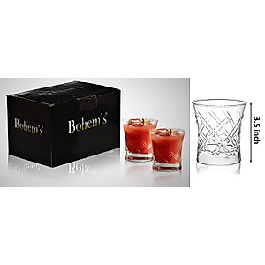 BOHEM'S Drinking Glasses for Water, Juice, Beer, Wine and Cocktails, Set of 6, Clear Tempered Glass Hand Cut Tumblers, Glassware Set for All Occasions (8 oz)