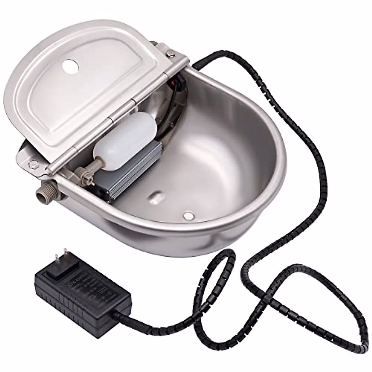 KHEARPSL Automatic Heated Waterer Heated Dog Bowl Pet Thermal-Bowl Livestock Water Trough Heated Water Bowl for Dog Horse Cattle Chicken Pig Goat (Waterer with Hose)
