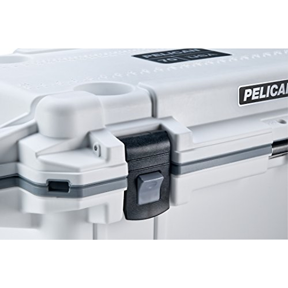 Pelican 70QT Elite Cooler (White/Grey) | 46 Can Capacity with Ice | 9 Day Ice Retention | Built-in Cup Holders & Bottle Opener | Guaranteed for Life