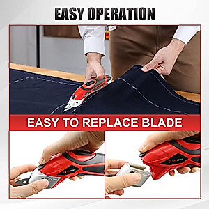 Cordless Electric Scissors with Two Blades, TOOLSPACE Electric Cardboard Cutter Electric Fabric Scissors for Cutting Fabric, 4V Lithium-Ion Rechargeable Battery, Easy Carry and Fast Charging