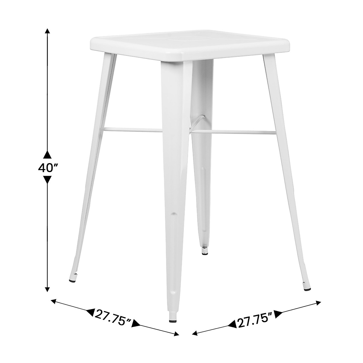 Flash Furniture Aaron Commercial Grade 23.75" Square White Metal Indoor-Outdoor Bar Height Table