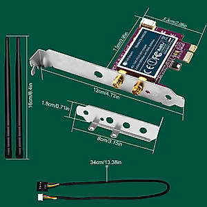 FebSmart Wireless N 600Mbps Dual Band PCIE WiFi Adapter for Windows 11, 10, 8.x, 7, XP (32/64bit) and Windows Server Desktop PCs, 2.4GHz 300Mbps or 5GHz 300Mbps PCIE WiFi Card (FS-N600BT)