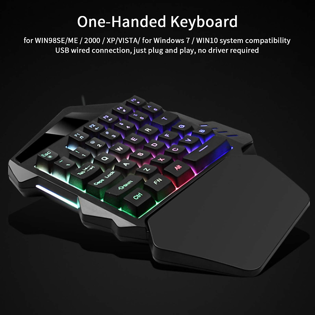 214 Gaming Keyboard,35 Keys Wired Ergonomic One?Handed Mechanical Keyboard,Plug and Play USB PC Game Keyboard with RGB Backlit,for Win2000/Win8/Win XP/Vista/for Android