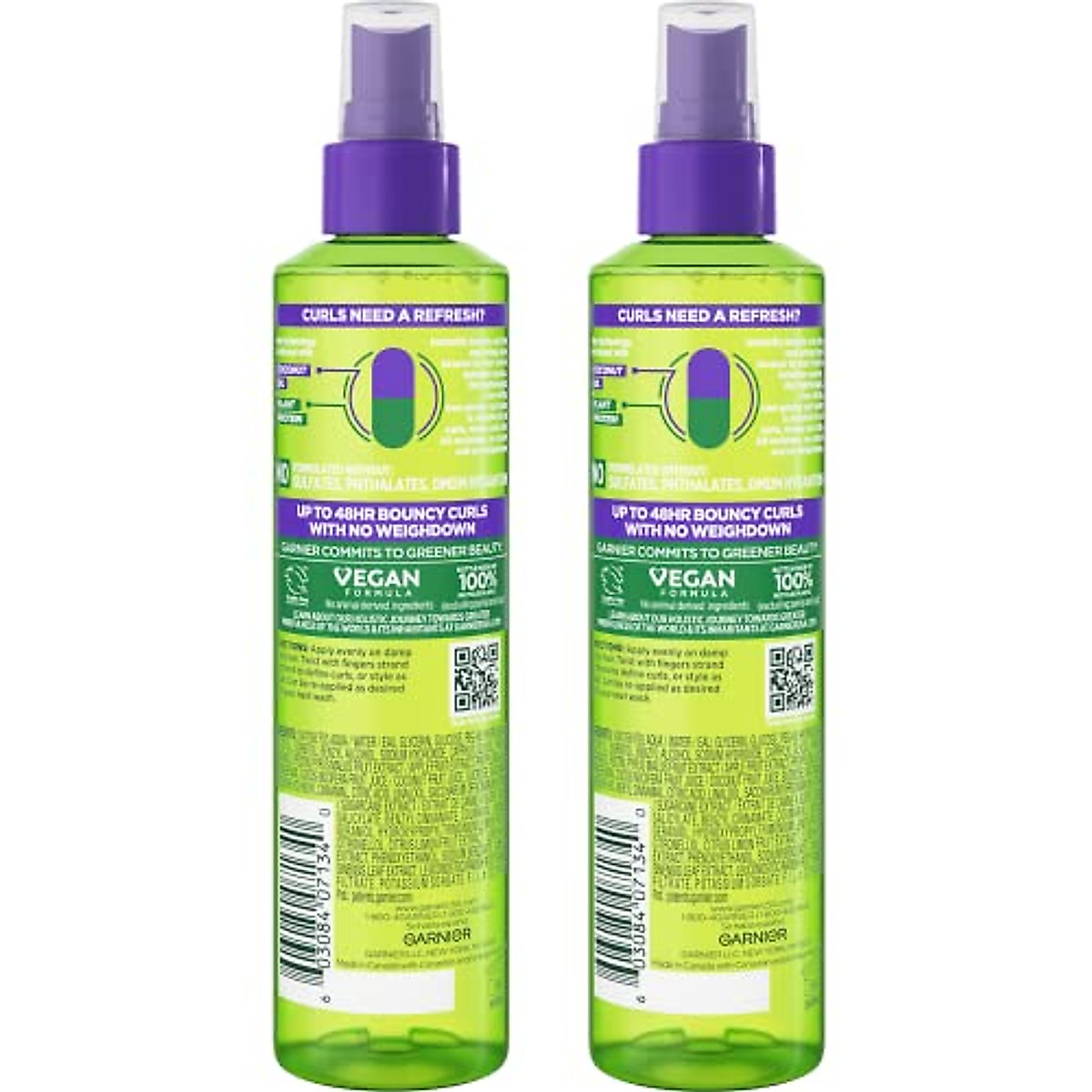 Garnier Fructis Curl Refreshing Reviving Water Spray, Sulfate Free, with Elasto-Protein and Coconut Water, for All Curl Types, 17. fl oz
