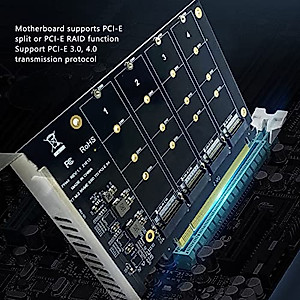 M.2 SSD Adapter, NVME   Card High Speed PCIE X16 Interface Thickened PCB for 4 NVME PCIe Protocol SSDs for PCIE3.0 4.0