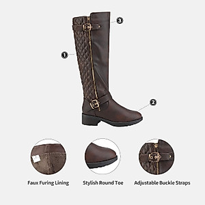 DREAM PAIRS Women's Knee High Boots Wide Calf Low Heel Riding Boots Fall Tall Boots for Women,Size 7.5,Brown,UTAH-W