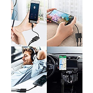 USB C to 3.5mm Headphone and Charger Adapter,2 in 1 USB C to Aux Audio Jack with PD Fast Charging Dongle Cable Cord,Compatible with Galaxy S22/S21/S20/S20+ Ultra,Note 20/10,Pixel 6/5/4/3 XL(Black)