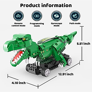 Dinosaur Toys for 6 7 8 9 10 11 12 Year Old Boys Jurassic STEM Toys Building Toys Educational&Learning Toys Remote Control Building Set & APP Control Building Blocks Kits,Birthday Gifts for Kids