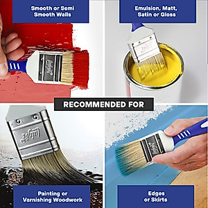 Luigi's Paint Brushes for Walls | 5X Synthetic Bristle Paint Brushes for Painting Walls, Furniture, and More | Large House Paint Brush Set for Walls | Gloss, Stain, and Paintbrush Pack