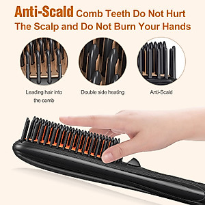 Benherofun Hair Straightener Brush, Hair Straightener Comb Straightening Brush for Women with 16 Temps, 20s Fast Heating & Anti-Scald