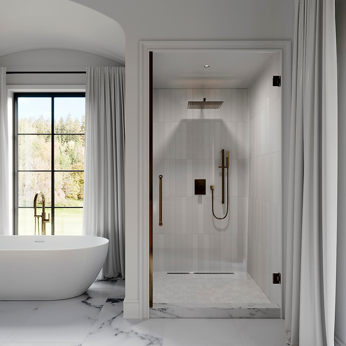 ZLINE Autograph Edition Crystal Bay Thermostatic Shower System in Champagne Bronze (CBY-SHS-T2-CB)