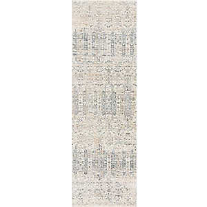 Loloi Pandora Collection Distressed Persian Vintage Area Rug, 2'0" x 3'4", Ivory/Mist