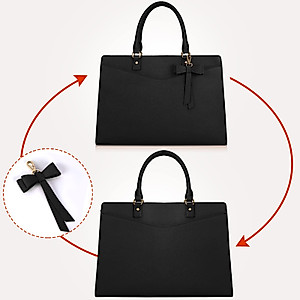 Laptop Bag for Women 15.6 Inch Leather Tote Bag Professional Business Office Work Bag Waterproof Briefcase Computer Tote Bag Large Capacity Lightweight Handbag Shoulder Bag, Black