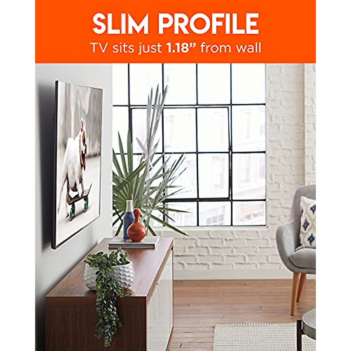 ECHOGEAR No Drill TV Drywall Mount - Slim No Stud Design Holds TVs Up to 100lbs with Nails - Easy Install with No Drilling Required