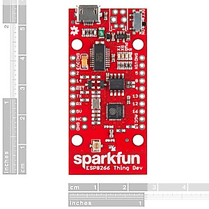 SparkFun ESP8266 Thing - Dev Board - WiFi-enabled microcontroller compatible with Arduino for Internet of Things WiFi Development On-board FTDI USB-to-Serial converter PCB trace antenna U.FL connector
