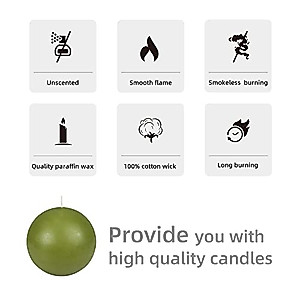 Zest Candle 2-Piece Ball Candles, 4-Inch, Sage Green