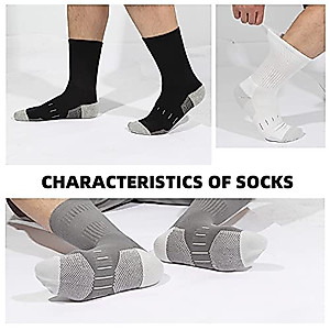 BUDERMMY Men's Cotton Moisture Wicking Heavy Cushion Crew Work Socks,6-12, 6Pairs (US, Numeric, 6, 9, Regular, Tall, black 1)