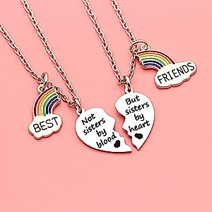 Maxforever Best Friends Gifts Best Friends 2 Split Heart Necklaces Friendship Jewelry Birthday Christmas Gifts for Best Friends (Not sisters by blood but sisters by heart)
