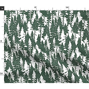 Spoonflower Fabric - Forest Woodland Woods Rustic Camping Trees Pine Evergreen Printed on Petal Signature Cotton Fabric Fat Quarter - Sewing Quilting Apparel Crafts Decor