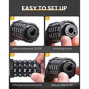 KEYSTP Bike Lock Cable with Combination,High Security 5-Digit Resettable Combination Bicycle Lock Anti-Theft, Scooter Lock with Mounting Bracket for Bikes and Scooters（Black）