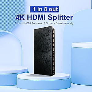 1x8 HDMI Splitter by Anlink-1 in 8 Out,Premium Quality Ultra HD 4K 60HZ 2.0 1x8 HDMI Splitter High Resolutions Up to 4Kx2K&3D,Supports EDID and HDCP Control - Adapter Included